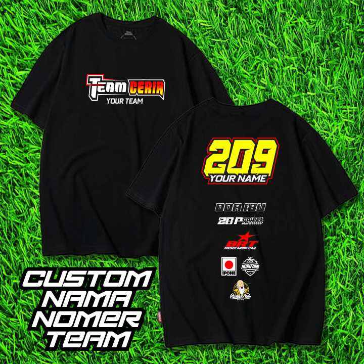kaos racing satuan, ubah nama nomor team, custom, adem, lembut, sablon ...