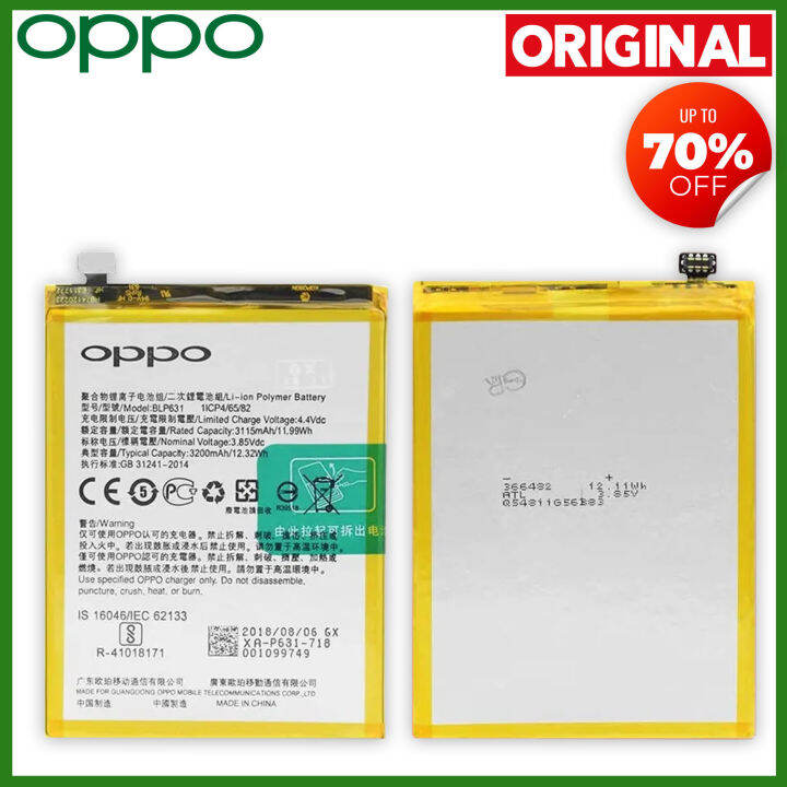 Original OPPO A73 Battery Model BLP631 (3200mAh) High Quality Phone ...