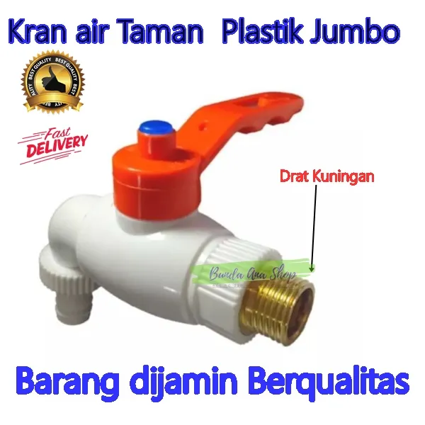 Kran Air PVC Tembok Jumbo Drat Kuningan - Keran Plastik Taman ukuran 1/ ...