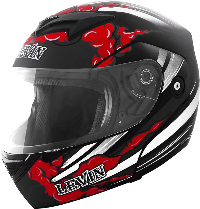 LEVIN Modular J1400 Fog Helmet (Matte Black/Red/Dark Grey) | Lazada PH