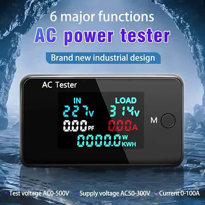 0-500โวลต์ดิจิตอลโวลต์มิเตอร์แอมมิเตอร์0-100A AC Wattmeter 6 In 1แรงดัน ...