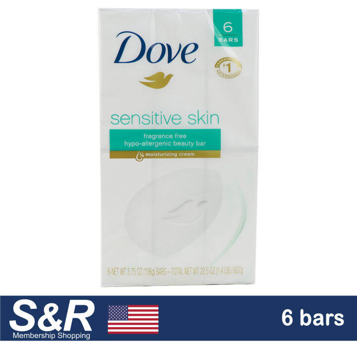 Dove Sensitive Unscented Hypo-allergenic Beauty Bar Soap 6pcs x 3.75oz ...