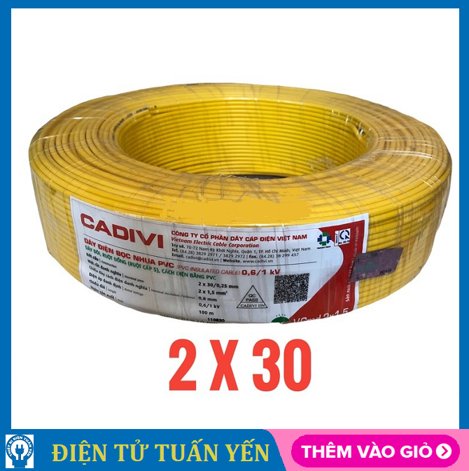Dây điện đôi Cadivi 2x30 (2x1.5mm) cuộn 100 mét - Hàng chính hãng ...