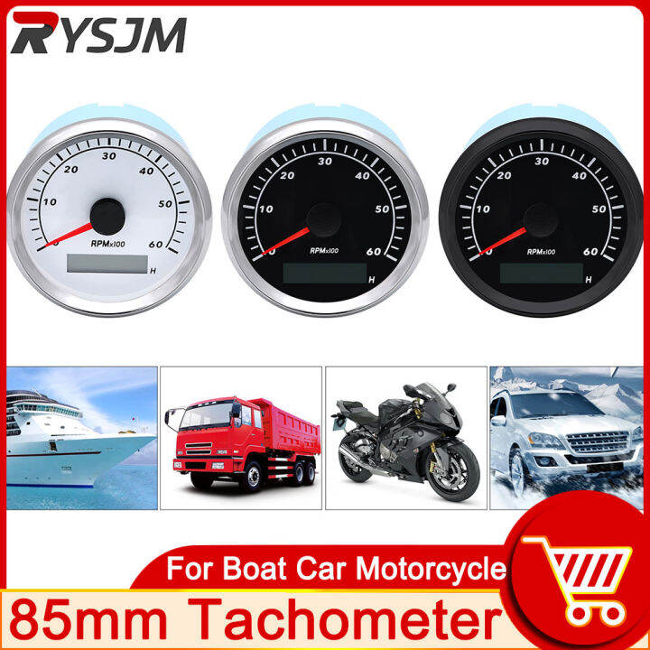HD 85mm 6000 RPM Meter Tachometer for Boat 2 T with LED Digital ...