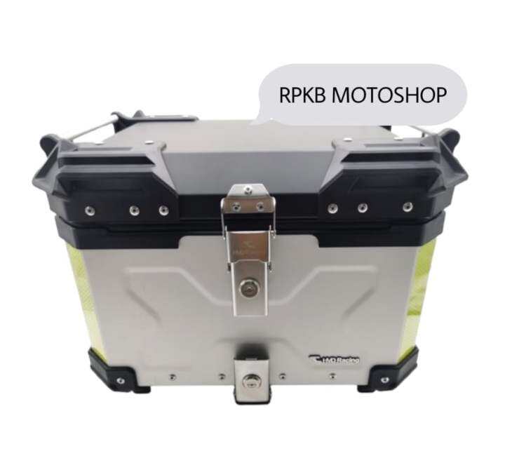 HVD Racing ALLOY Top Box 45L and 55L with Base Plate (Black/White ...