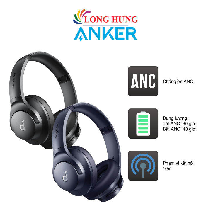 Tai nghe chụp tai Bluetooth Anker Soundcore Q20i A3004 - Hàng chính hãng - Chống ồn ANC, thời ...