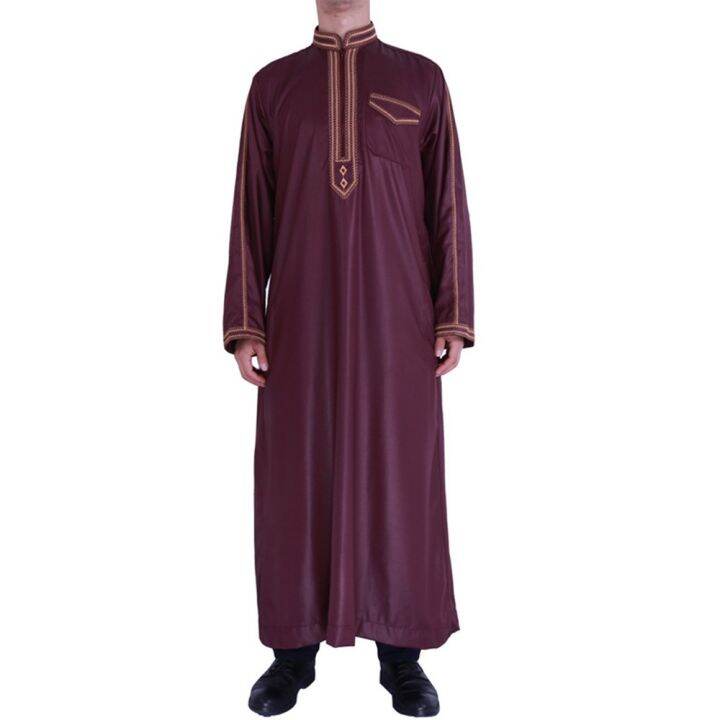 Men Jubba Kaftan Thobe Dishdash Saudi Arab Muslim Long Sleeve Maxi ...