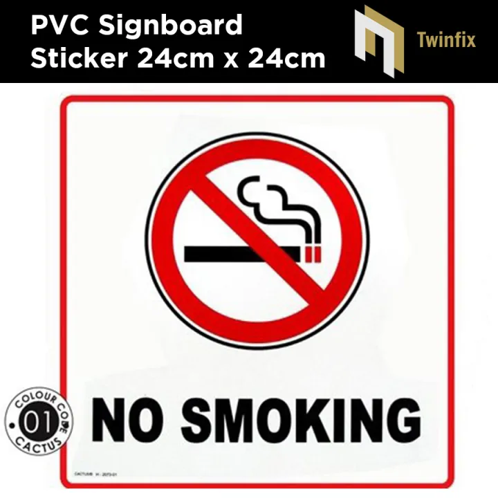 Dilarang Merokok PVC Signboard Sticker 24cm x 24cm / 240mm x 240mm No ...