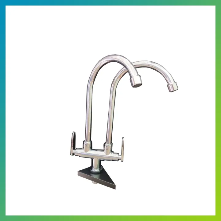 [1/2"] Basin Tap Sinki Rumah Double Twins Water Tap Paip Sinki Dapur ...