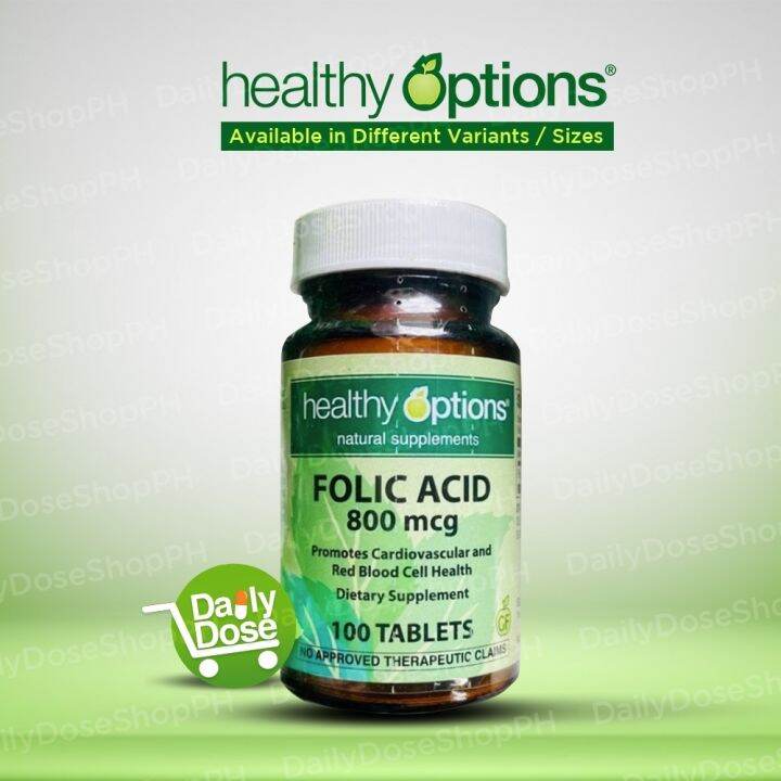 Healthy Options Folic Acid 800mcg 100 / 250 Tablets | Lazada PH