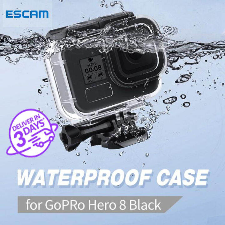 【Manila Stock】ESCAM Gopro Go Pro Hero 8 Waterproof Case For Go Pro Hero 8 AT1226 60m Underwater ...