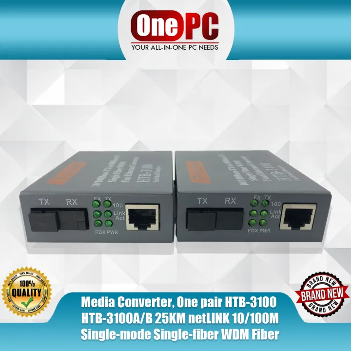 Media Converter, One pair HTB-3100 HTB-3100A/B 25KM netLINK 10/100M Single-mode Single-fiber WDM ...