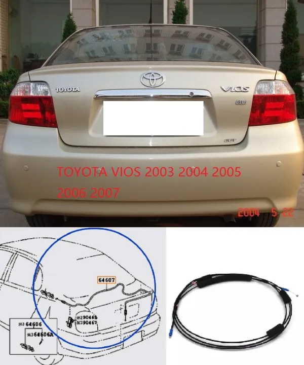 Toyota Vios 2003 2004 2005 2006 2007 Compartment / Trunk Lid Cable REAR ...