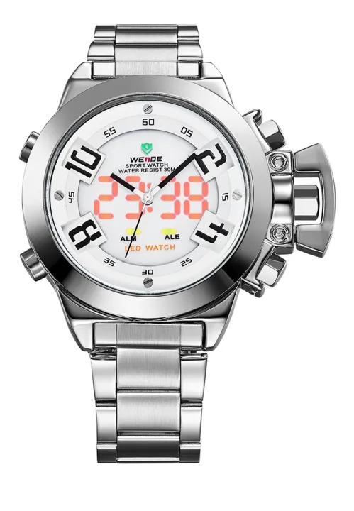 WEIDE Watch for Men's WH1008-2C-WHITE DIAL Silver Stainless Steel Band ...