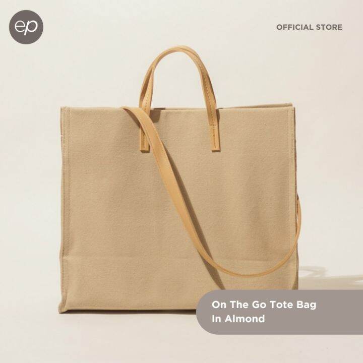 EASYPEASY On The Go Tote Bag in Almond [Canvas Tote Bag Simple Tote Bag ...