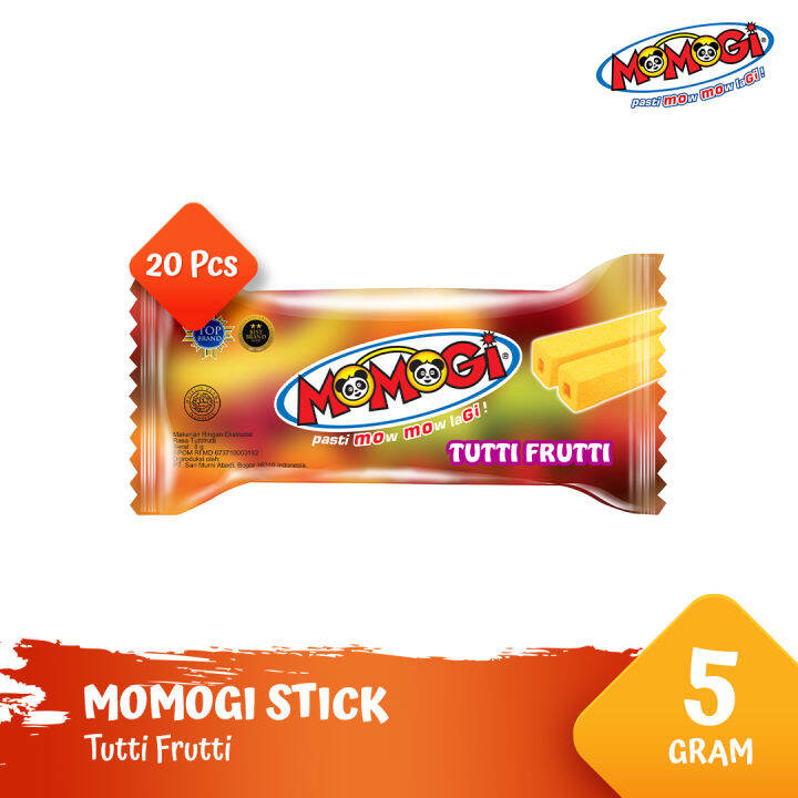 Momogi Stick Snack Makanan Ringan 5gr - Tutti Frutti [1 Box - 20 Pcs ...
