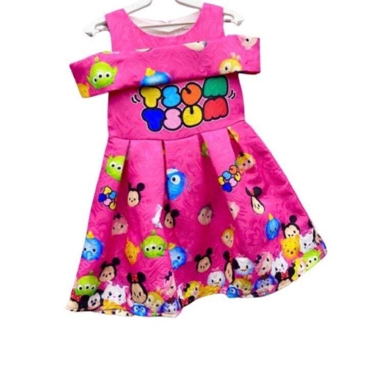 Mickey Gown Tsum Tsum Girl Red Pink Dress Cartoons Gaun | Lazada
