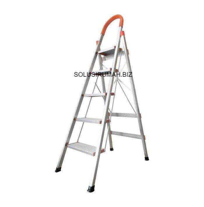 TANGGA LEBAR LIPAT 5 STEP DIDUDUKI ORANGE PUTIH 5steps steps ladder ...