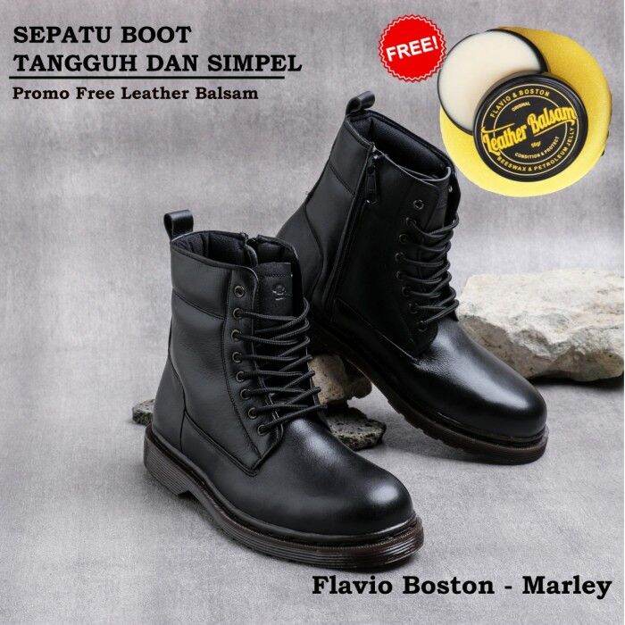 sepatu boot pdl kulit sepatu pdh sepatu touring model brandon | Lazada ...