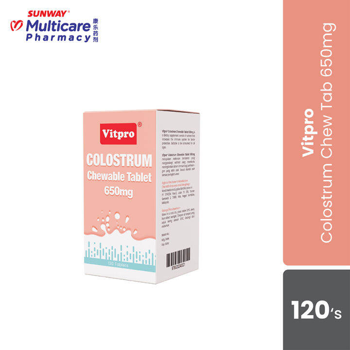 Vitpro Colostrum Chew Tab 650mg 120's | Lazada