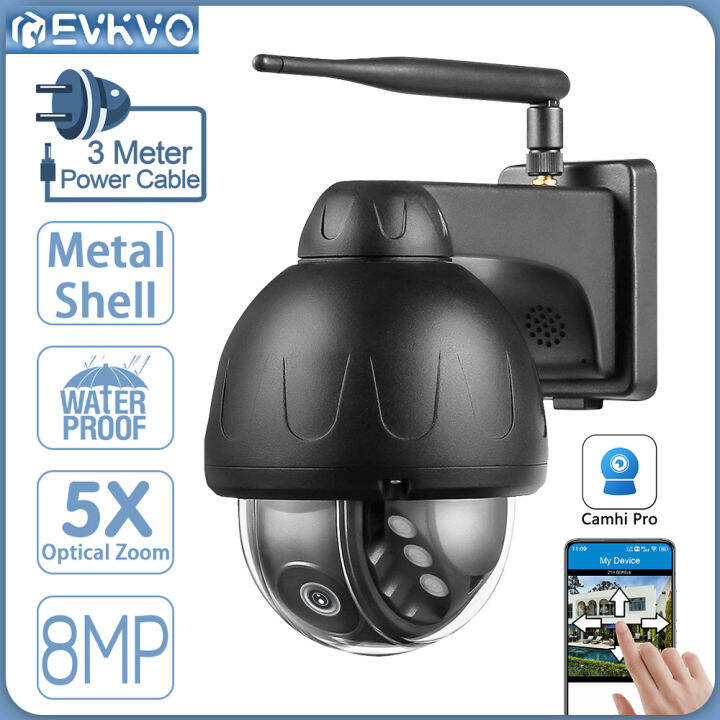 😎 EVKVO 4K 8MP ซูมสีดำโลหะ wifi โดมการติดตามอัตโนมัติกล้อง IP Camera ...