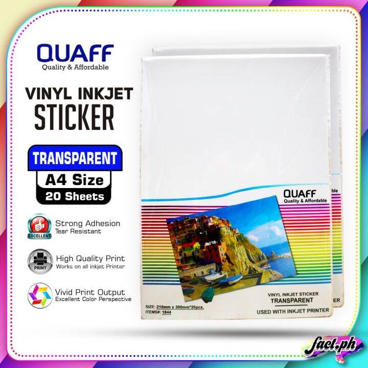 bond paper QUAFF Vinyl Inkjet Sticker A4 Size Matte | Glossy ...