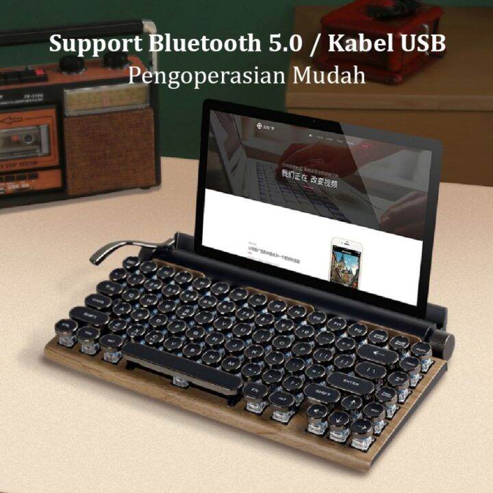 Retro Bluetooth Mechanical Keyboard Vintage TYPEWRITER Laptop BT ...