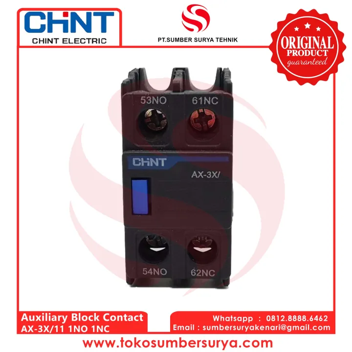 Kontak Bantu /Auxiliary block contact AX 3X/11 / AX3X/11 1NO 1NC CHINT | Lazada Indonesia