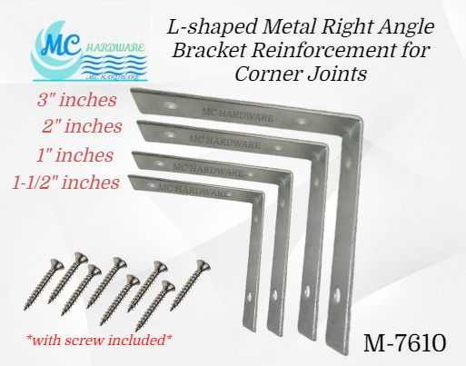 MC HARDWARE M-7610 L-shaped Metal Right Angle Bracket Reinforcement for ...