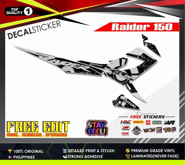 Suzuki Raider 150 Decals: Waterproof motorcycle Sticker . ( Fits to ...