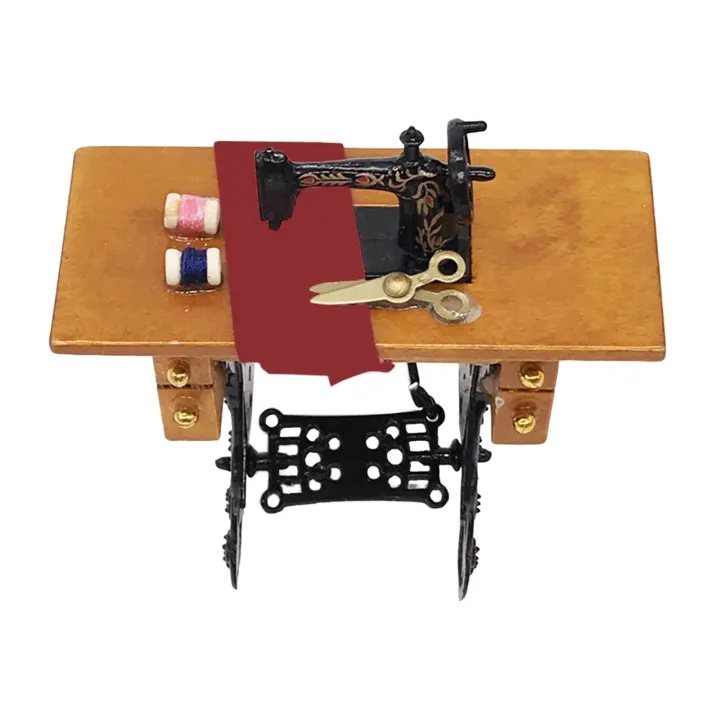 segolike Wooden Dollhouse Miniature Sewing Machine Mini Furniture ...