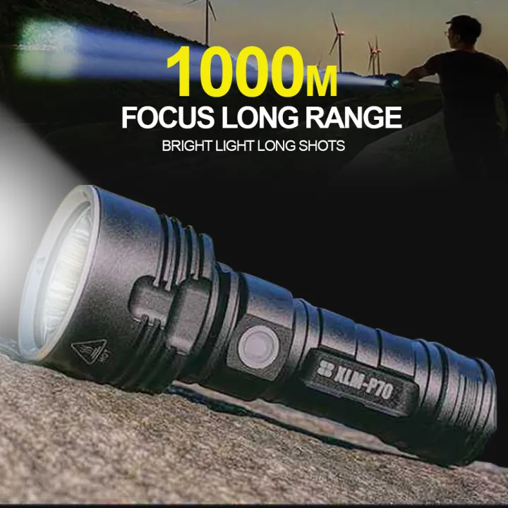 Senter LED P70 XHP50 Cahaya Terang Jarak Jauh 50Watt 1000 Lumens Tahan ...