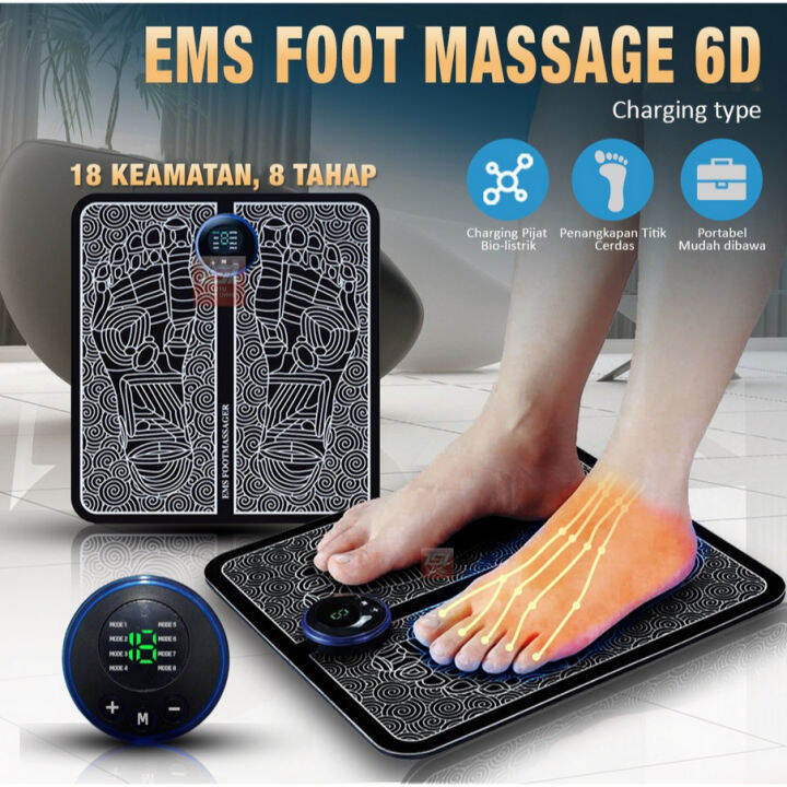 EMS Electric Foot Massager Pad Remote Control USB Rechargeable Massage ...