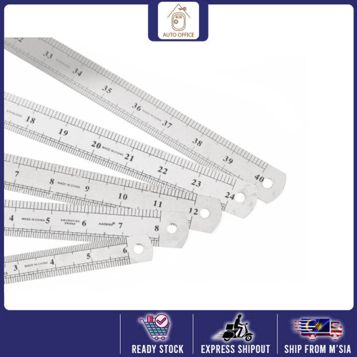 Stainless Steel Ruler Pembaris Besi / Metal Ruler 20 cm / 30 cm / 60 cm ...