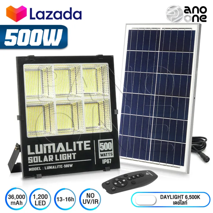LUMALITE ไฟโซล่าเซลล์ ไฟสปอร์ตไลท์ 500W สี ขาว (White) / วอร์มไวท์ ...
