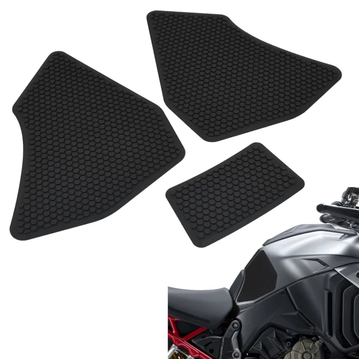 Set of 3pcs Black Gas Fuel Tank Traction Side Pad Knee Grips Sticker ...