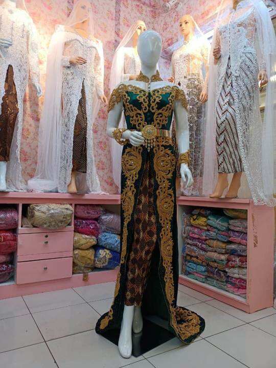 kebaya akad pengantin bludru gold hijau adat diy jogja yogya jawa ...