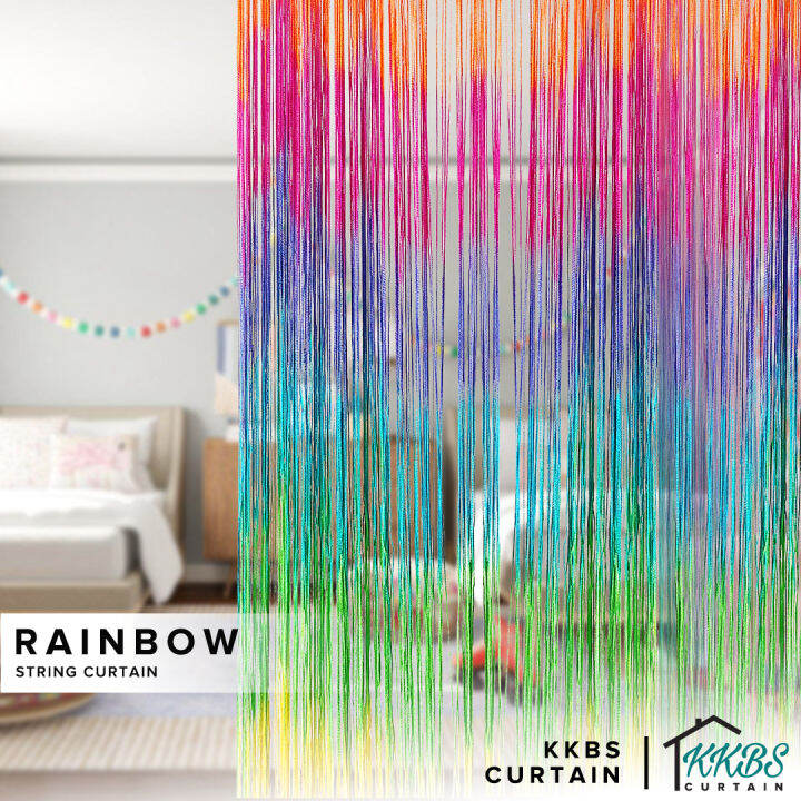 KKBS CURTAIN Rainbow Langsir Benang Halus (Rainbow Colour String ...