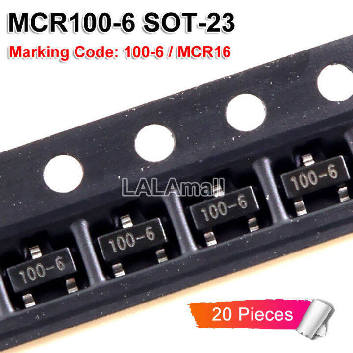 20pcs MCR100-6 SOT-23 Marking 100-6 MCR16 SOT23 SMD SCR Silicon Controlled Rectifier Thyristor ...