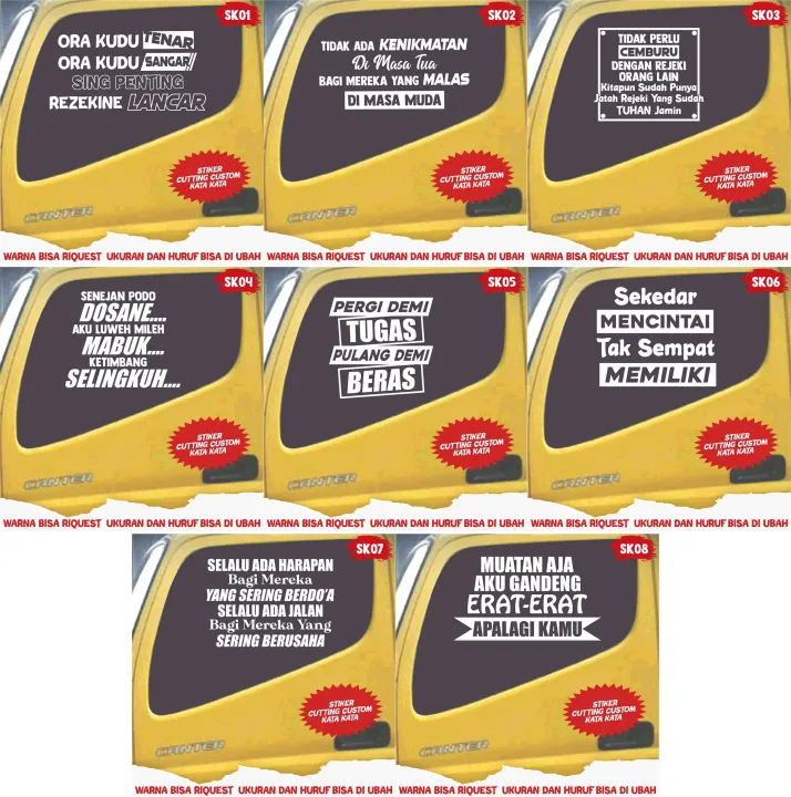 STIKER STICKER KATA-KATA LUCU KACA MOBIL PICKUP TRUK TRUCK CANTER ...