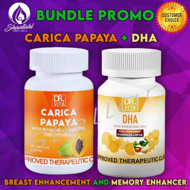 BUNDLE OF DR. VITA CARICA PAPAYA and Dr. Vita DHA with Ginkgo and Zinc (Elderly), Dr. Vita DHA ...