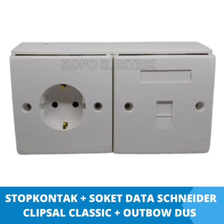 Stopkontak + Soket Data Schneider Clipsal Classic + Outbow Dus | Lazada ...