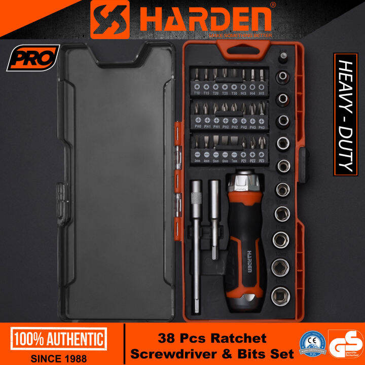 Harden 551238 38 Pcs Ratchet Screwdriver & Bits Set (PROFESSIONAL ...