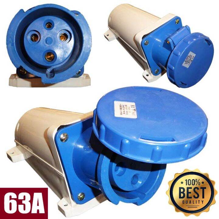 READY STOCK CEE Industrial Plug Connector Wall Socket 63A 3 Pin ...