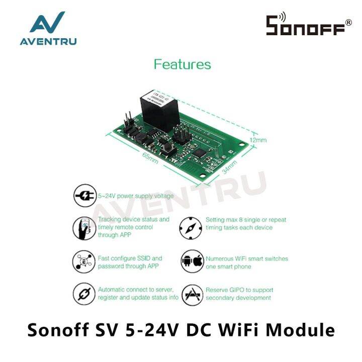 Sonoff SV 5-24V DC WiFi Module For Solenoid Door lock -Smart home | Lazada Indonesia