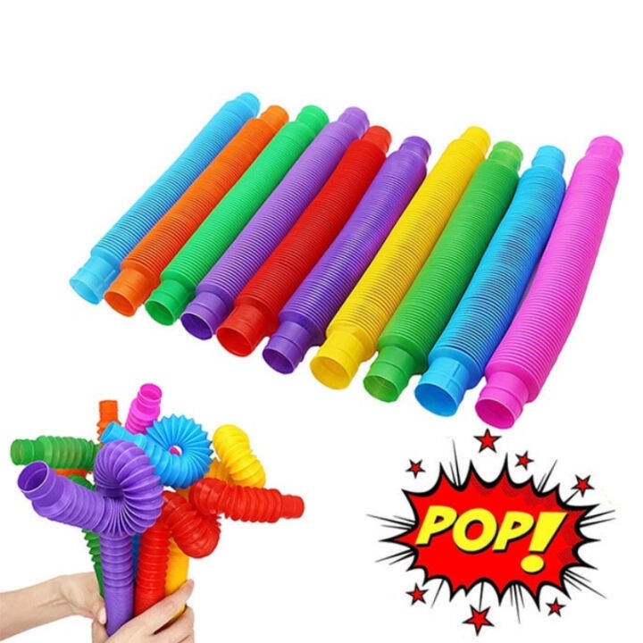 Flexible Decompression Toy Colorful Retractable Pop Tube For Children ...