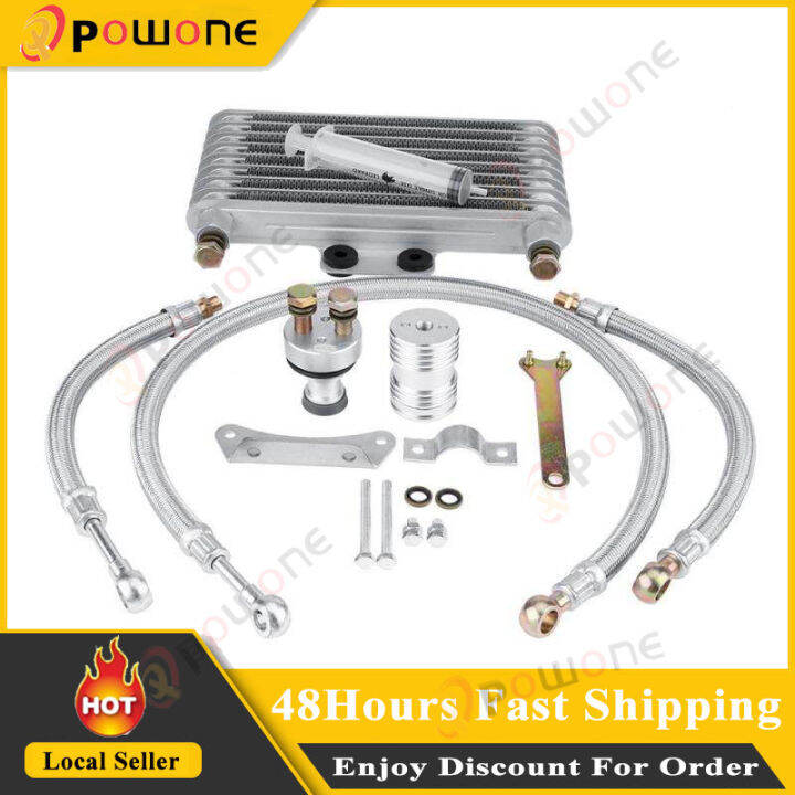 125ml Motorcycle Oil Cooler Engine Oil Cooling Radiator System Kit for ...