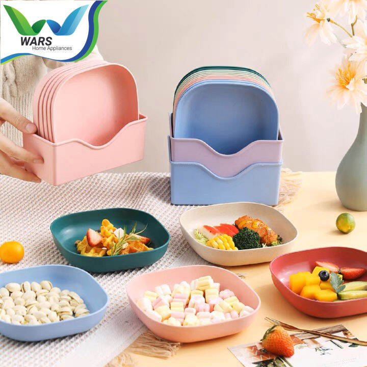 WARS Piring Saji Makan Snack Kue Plastik Set 5/10 Pcs Jerami Gandum ...