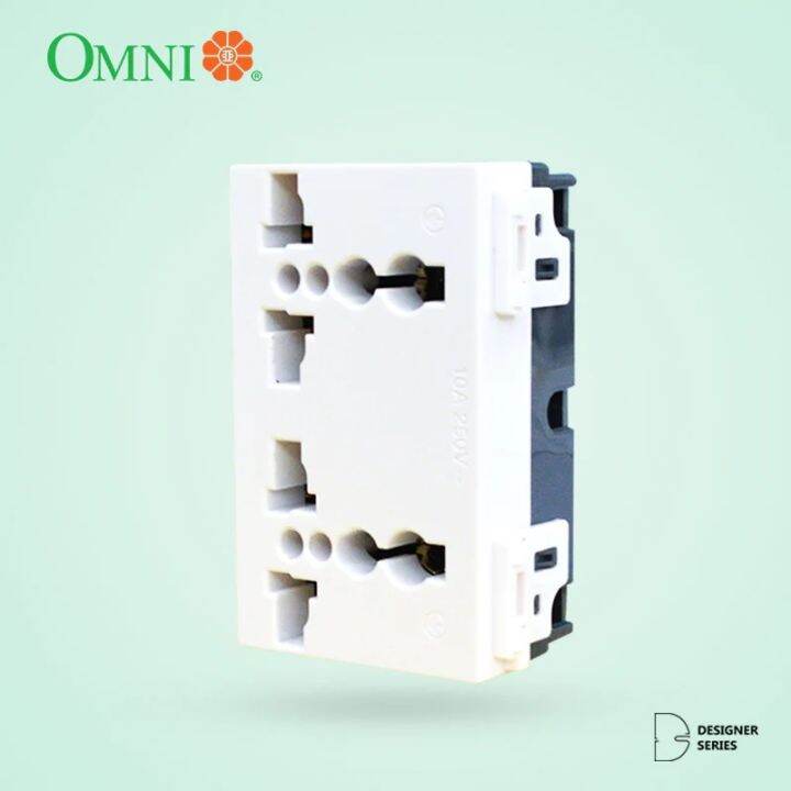 OMNI Designer Series Duplex Universal Outlet with Ground 16A in Ivory ...