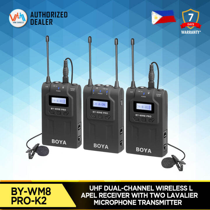 Boya BY-WM8 Pro-K2 UHF Dual-Channel Wireless Lapel Receiver With Two ...